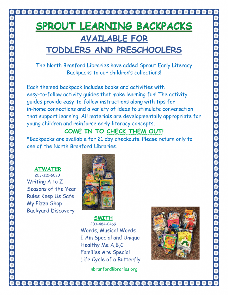 Early Learning Backpacks – North Branford Libraries